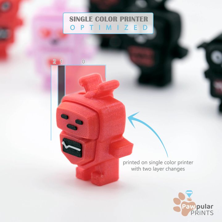 3D Printable Byte-Size Bots Multi-Pack - Fidget Keychain [Private Use Only] by Pawpular Prints